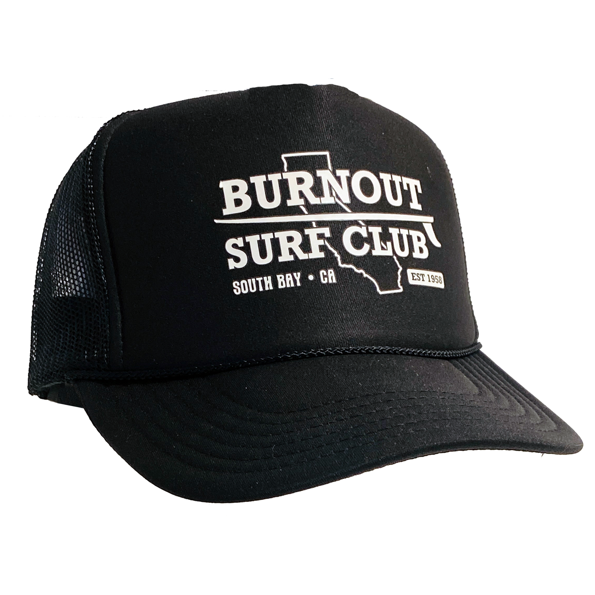 Burnout Surf Club Cap - Black + White – Burnout Stoke
