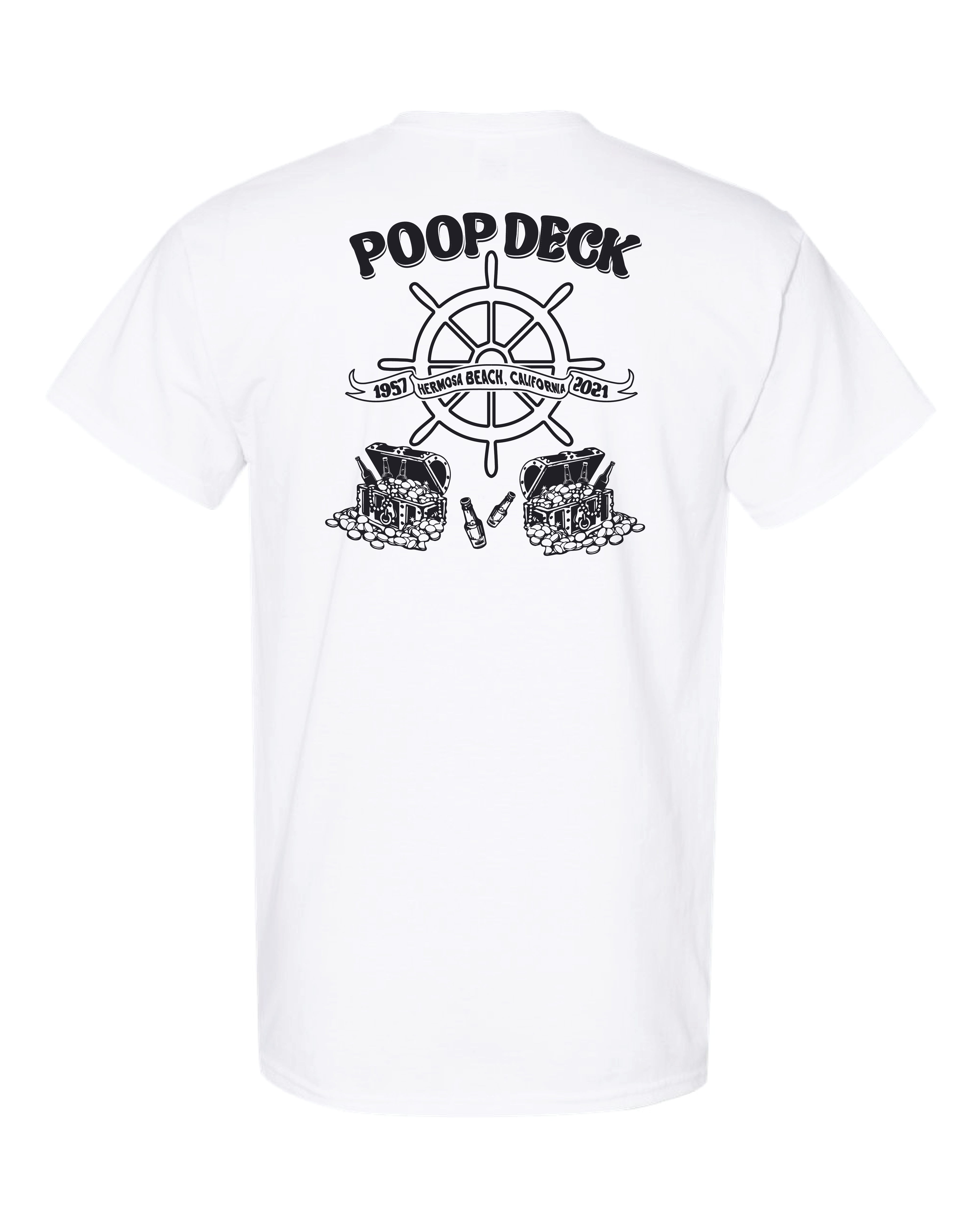 Hermosa Beach's Poop Deck Bar - White Short Sleeve – Burnout Stoke
